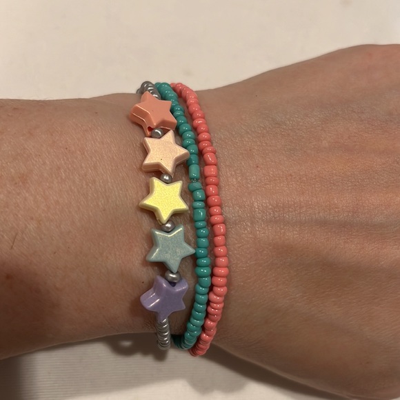 Jewelry | Handmade Rainbow Stars Beaded Bracelet Set | Poshmark